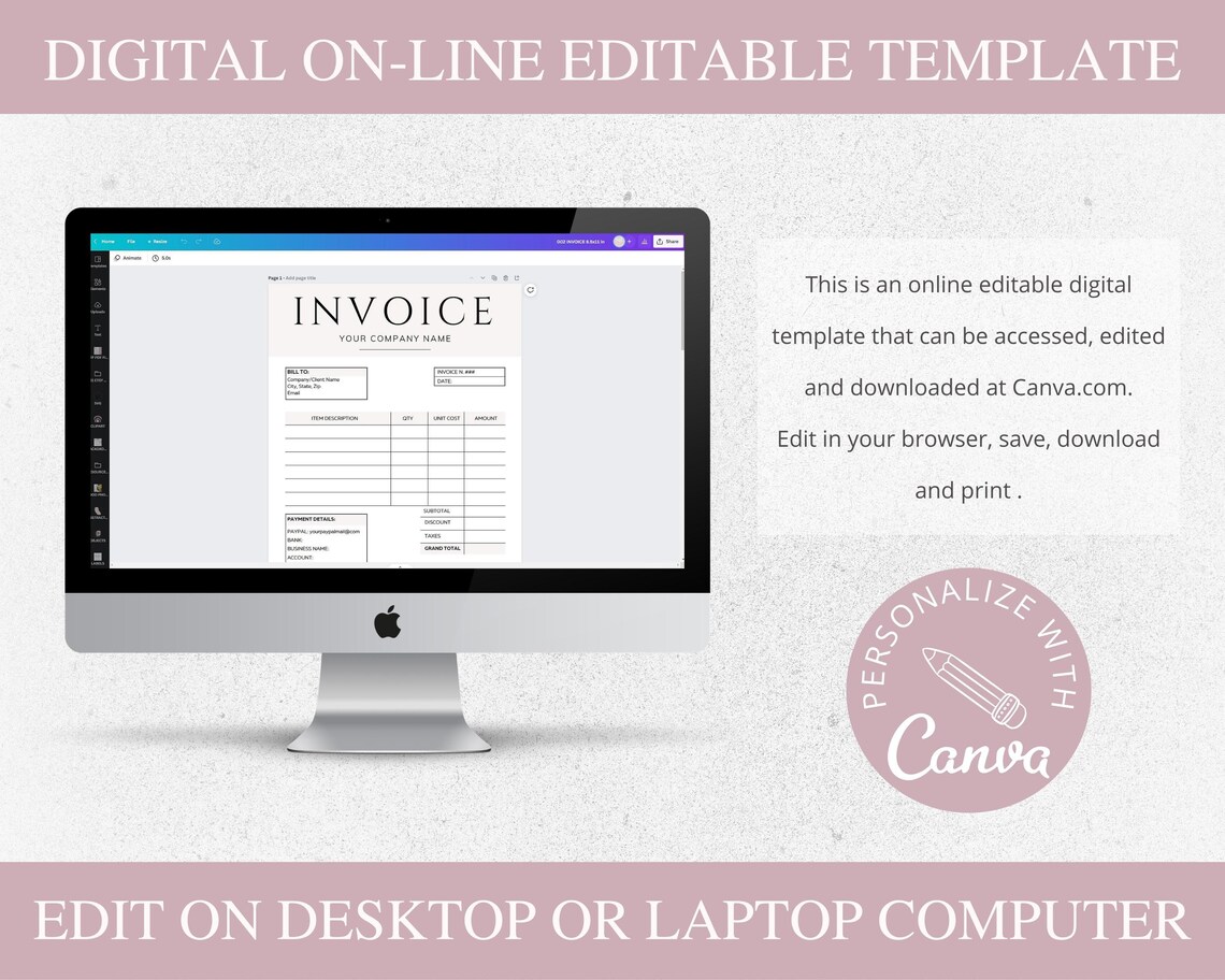 Editable Invoice Template I Canva Template I Printable Order Form ...