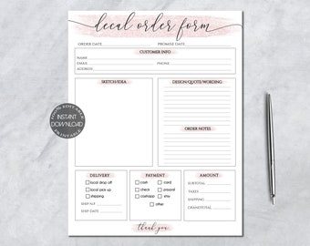 Decal Order Form Template Editable Small Business Forms | Etsy