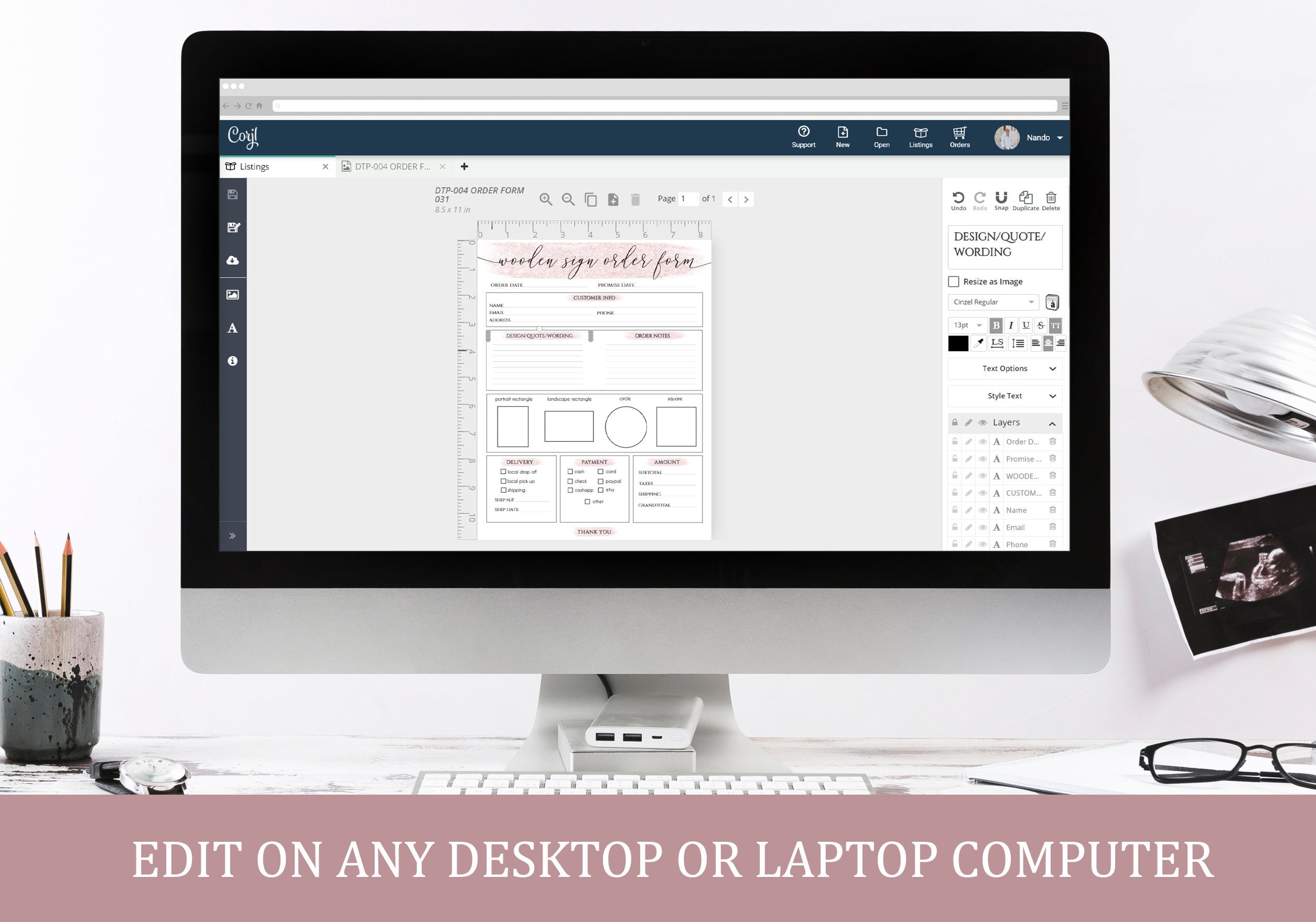 Wooden Sign Order Form Template Printable Craft Sign Order - Etsy