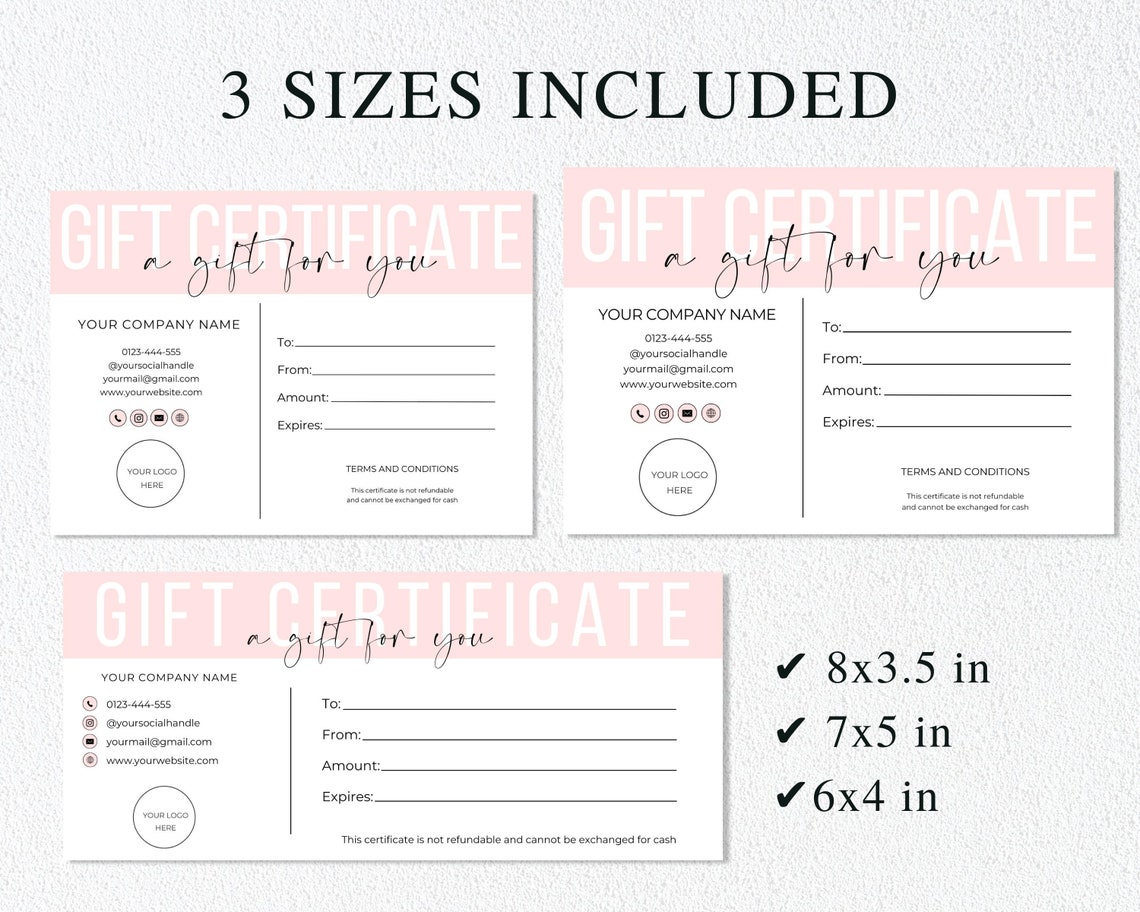 Editable Gift Certificate Digital File Small Business Gift | Etsy
