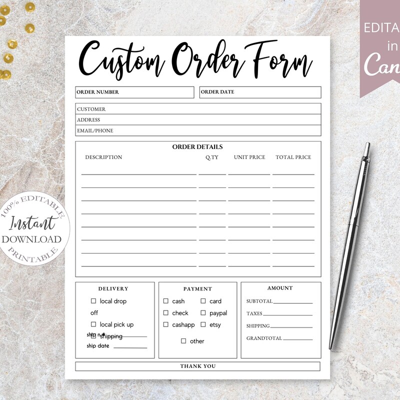 Custom Order Form - Etsy