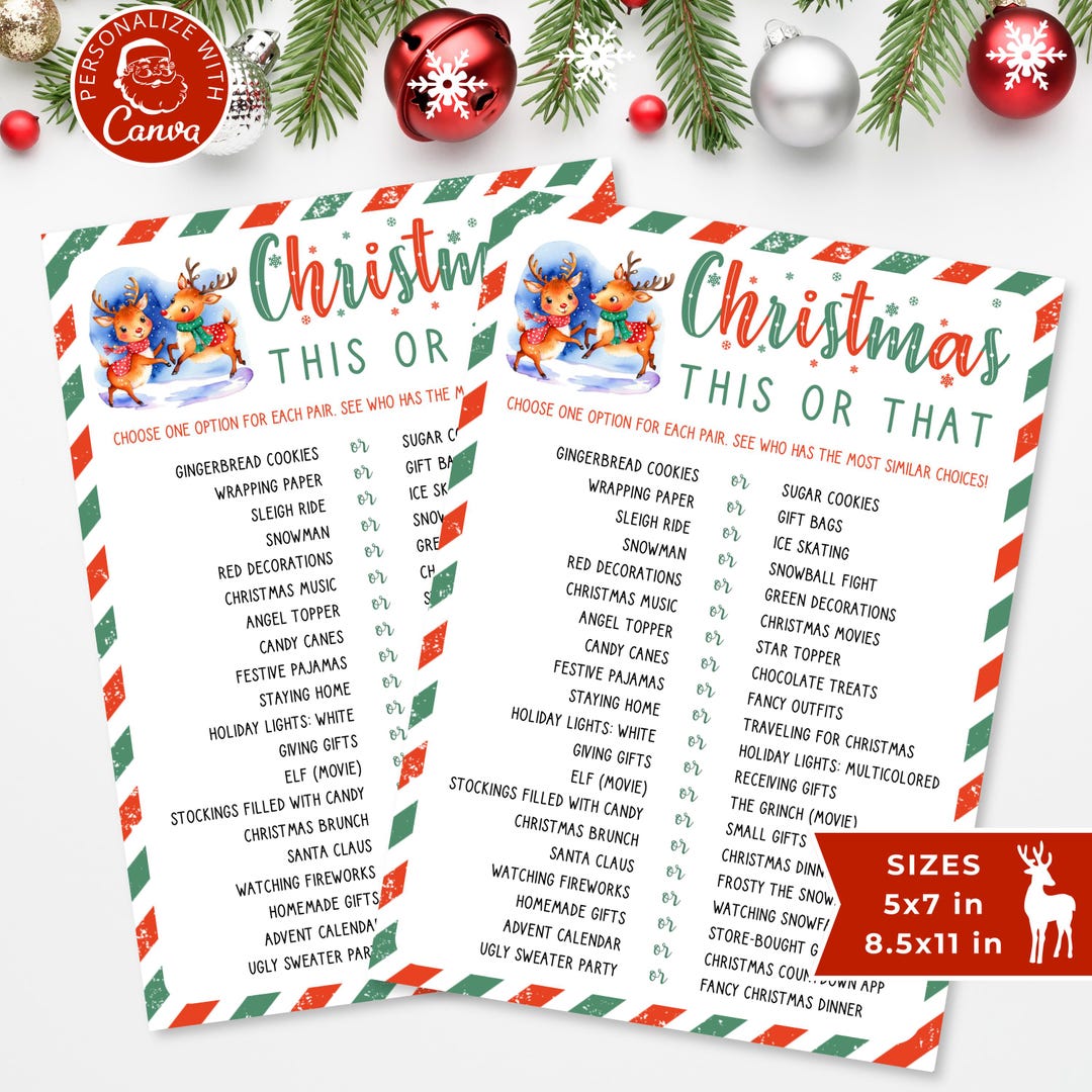 Christmas This or That Game | Canva Template for Adults and Kids | Fun ...