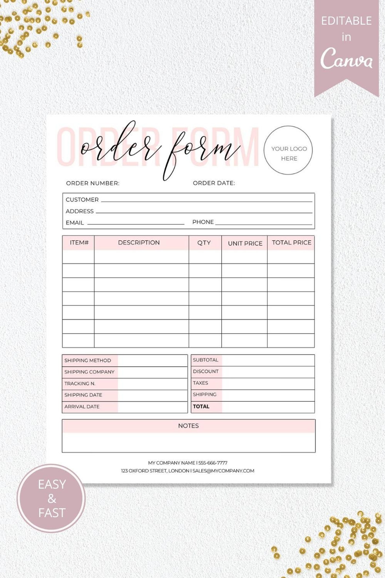 Order Form Editable Crafters Order Form Template Etsy Shop | Etsy