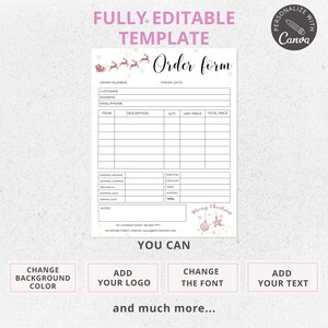 Christmas Order Form Template | Printable Order Form for Small Business ...