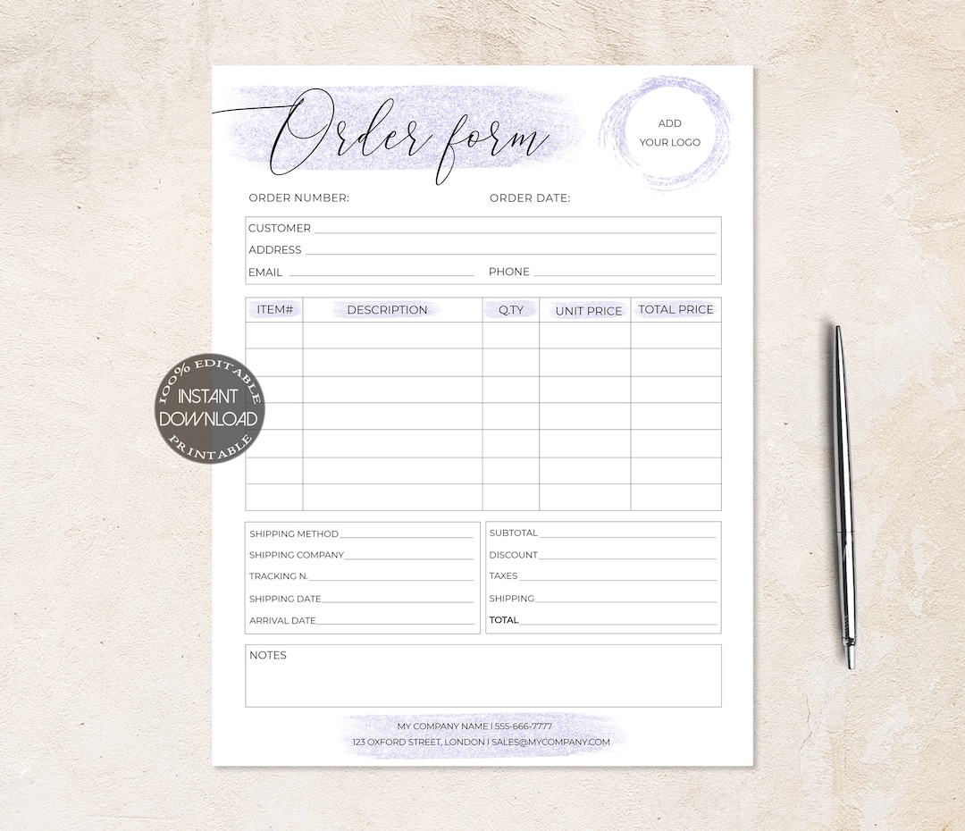 Order Form Printable, Etsy Small Business Invoice Form, Order Forms ...