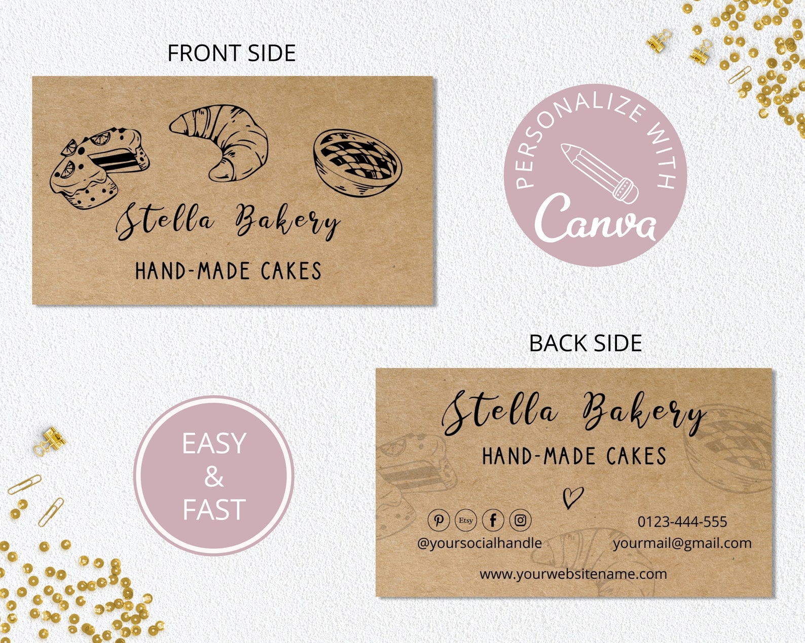 Bakery Business Card Editable Template Printable Handmade - Etsy