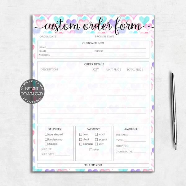 Valentines Day Order Form - Etsy