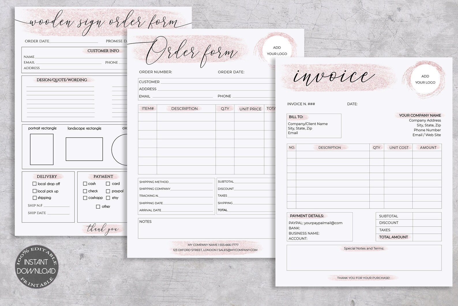 15 Editable Order Forms Bundle I Canva Template I Invoice Template I ...