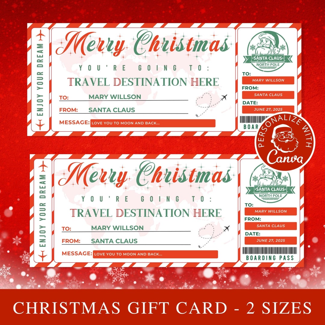Editable Christmas Boarding Pass I Editable Canva Template, Printable ...