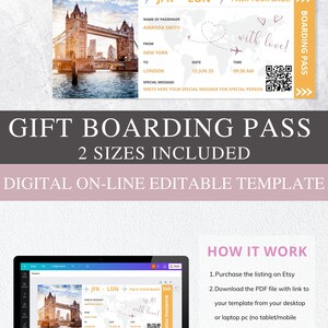 Boarding Pass, Editable Canva Template, Printable Plane Ticket, Gift ...