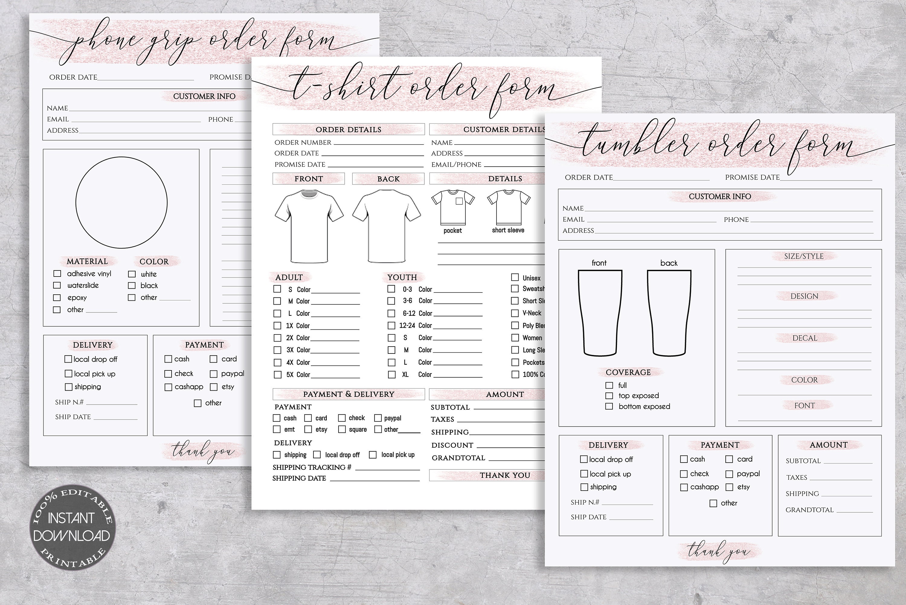 15 Editable Order Forms Bundle I Canva Template I Invoice - Etsy Canada