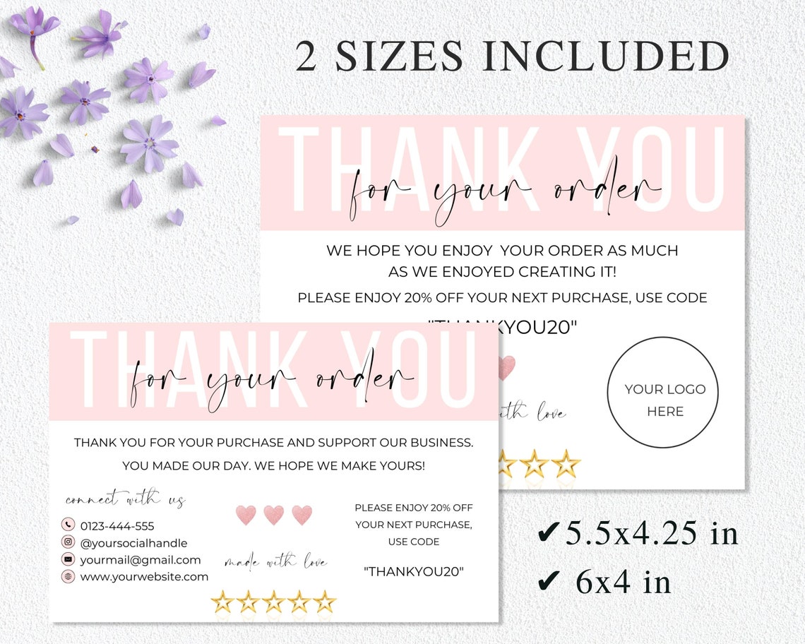 Custom Thank You Business Cards for Small Business, Editable Canva ...