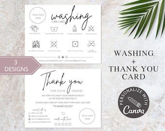 Editable Washing Instructions Card Canva Template Care Card - Etsy