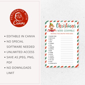 Christmas Word Scramble Game, Winter Kids Activity, Holiday Scramble ...