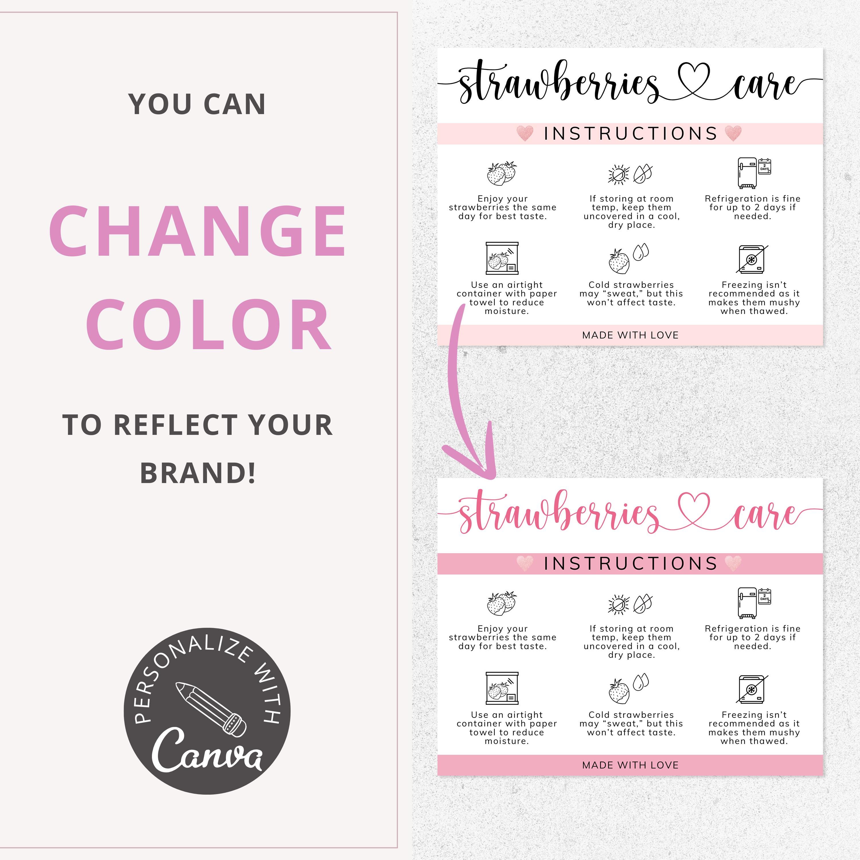 Chocolate Strawberries Care Card Canva Template | Bakery Templates ...