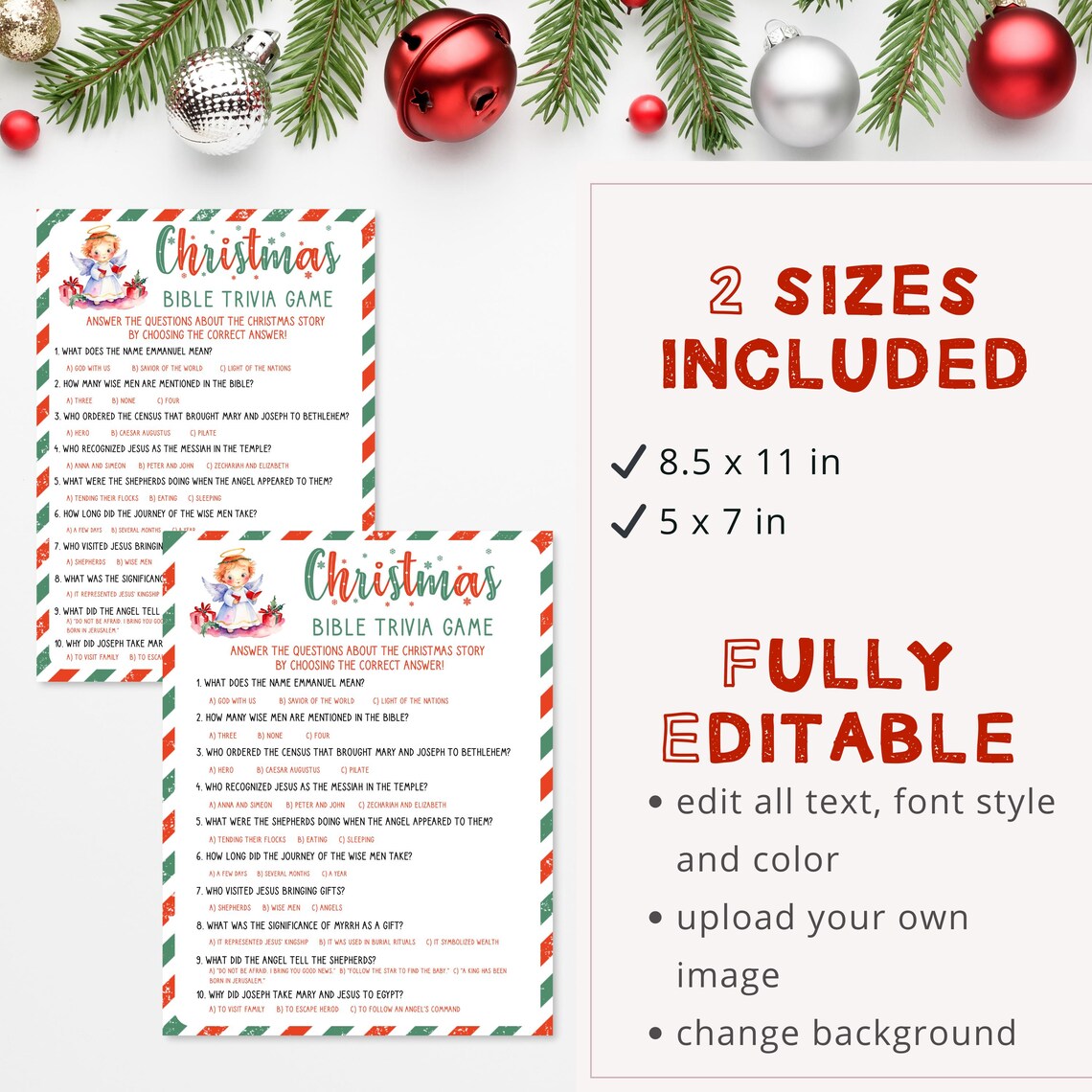 Christmas Bible Trivia Game | Christmas Word Game for Sunday School ...