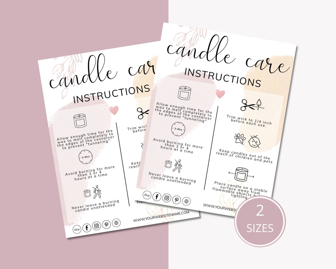 Editable Candle Care Card Template Printable Candle Care | Etsy