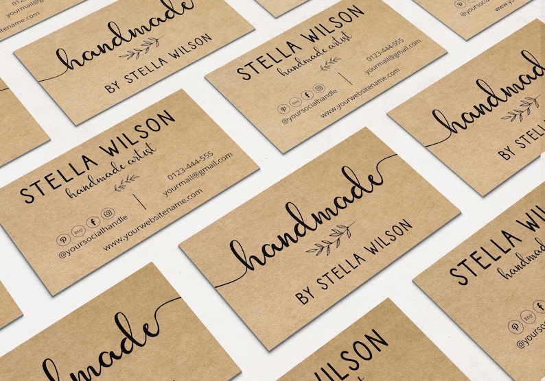 Handmade Business Card Template, Rustic Business Card Editable ...