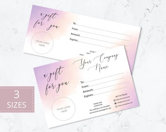 Gift Certificate Template Editable Rose Gold Gift Cards | Etsy