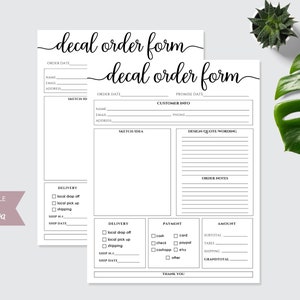 Decal Order Form I Editable Canva Template | Vinyl Crafters Order Forms ...