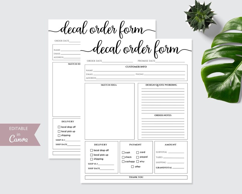 Decal Order Form I Editable Canva Template Vinyl Crafters - Etsy Canada
