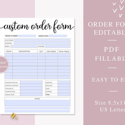 Fillable Invoice Form Small Business Invoice Form PDF - Etsy