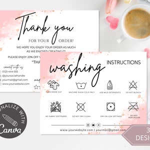 Washing Instructions Care Card I Editable Canva Template I Etsy Shop ...