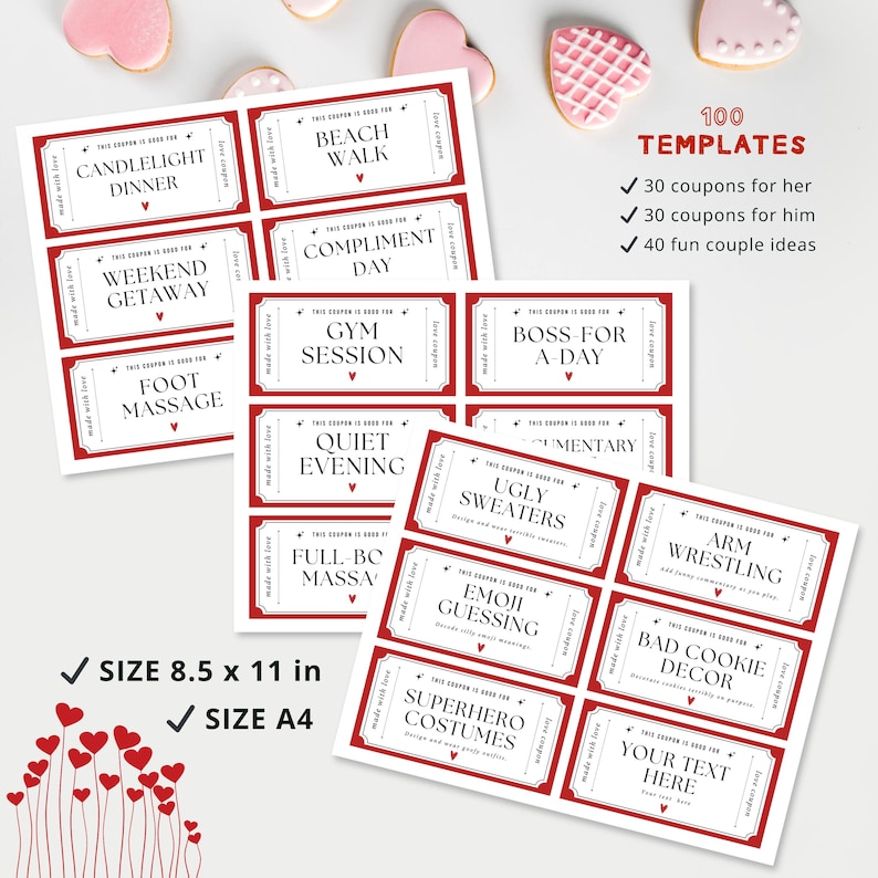 Christmas Day Love Coupons - Printable Canva Template, Gifts for Him ...