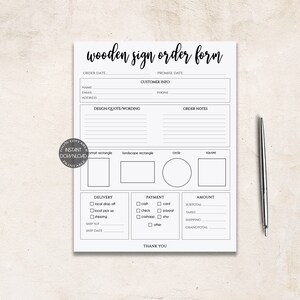 Wooden Sign Order Form Template, Printable Craft Sign Order Form ...