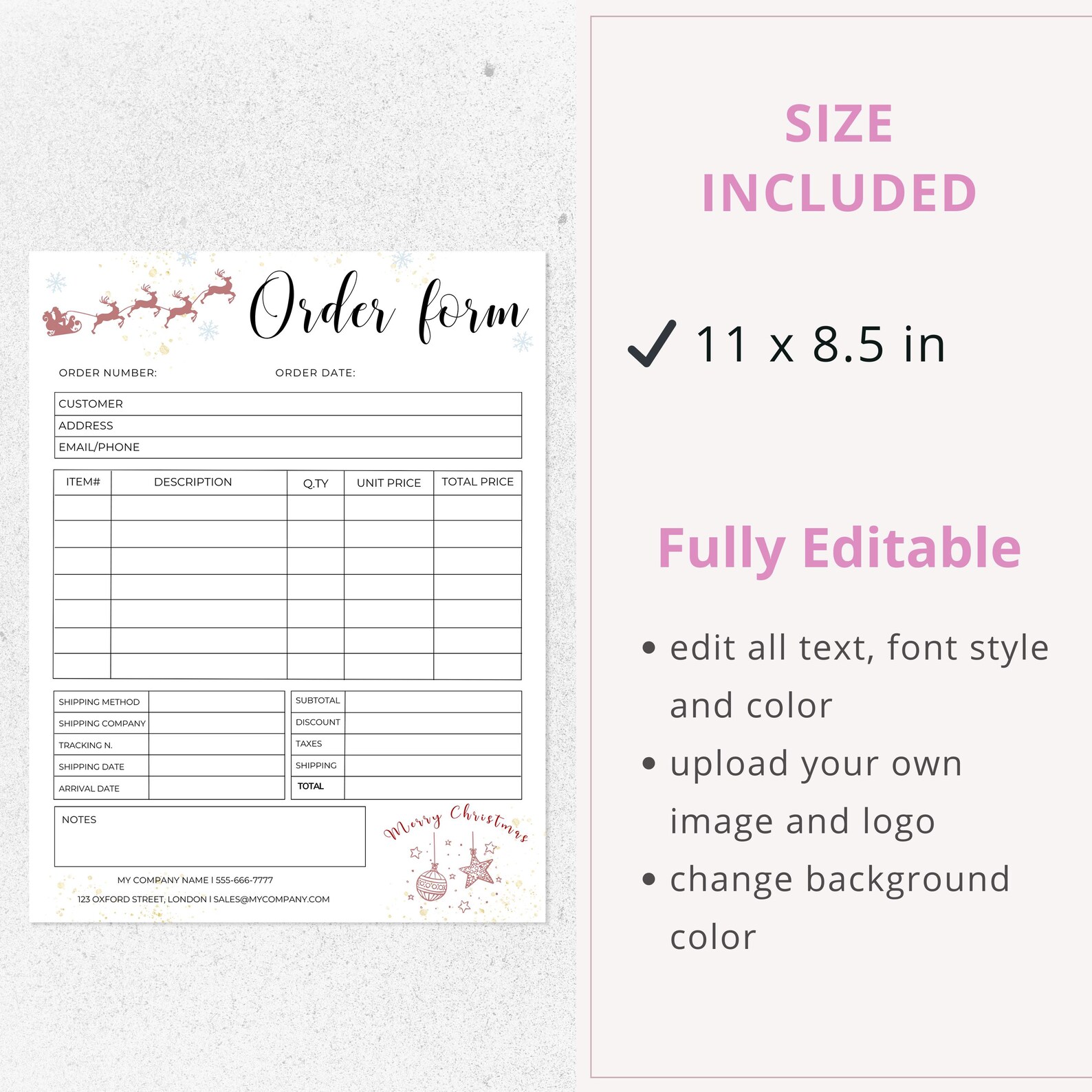 Christmas Order Form Template | Printable Order Form for Small Business ...