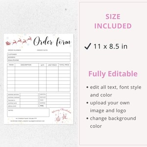 Christmas Order Form Template | Printable Order Form for Small Business ...