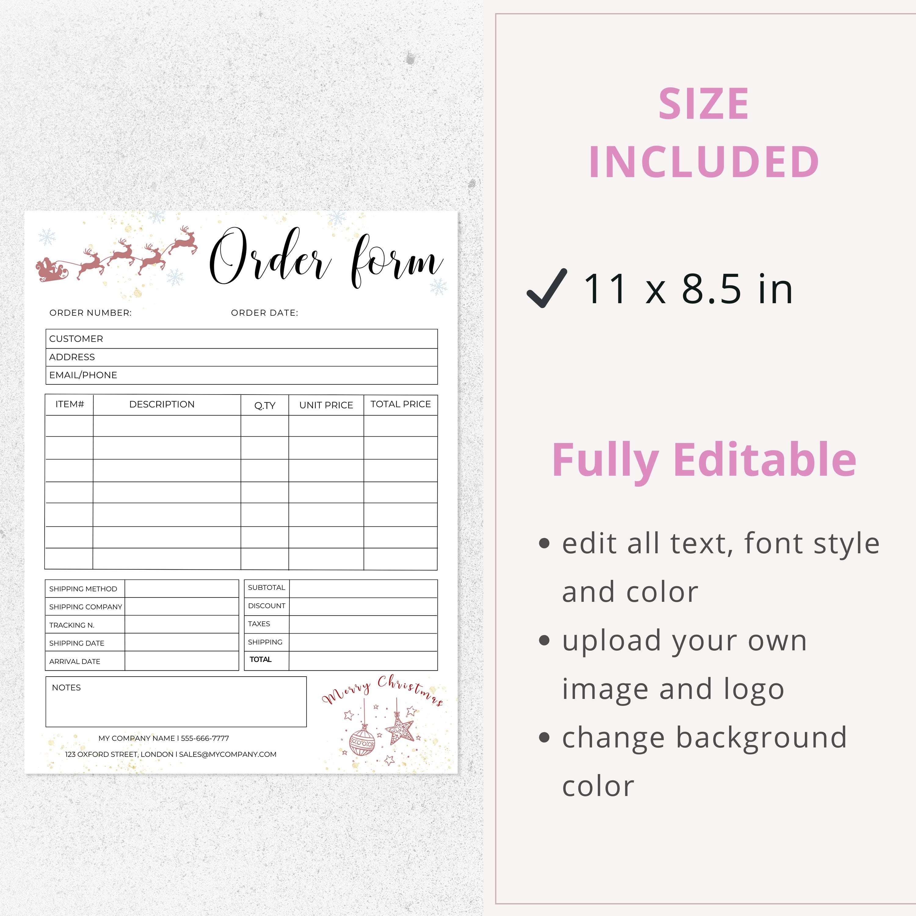 Christmas Order Form Template | Printable Order Form for Small Business ...