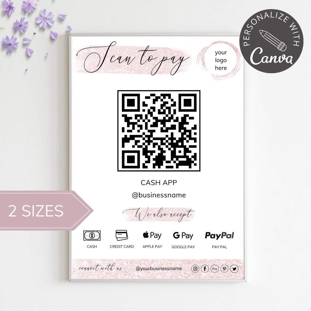 Scan to Pay Card I Editable Canva Template, QR Code Sign, Business Sign ...