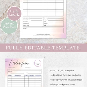 Editable Order Form, Editable Canva Template, Small Business Form ...