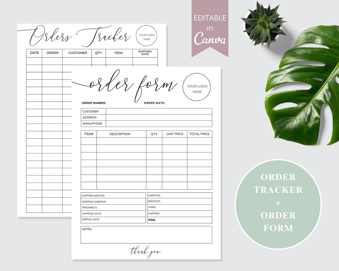 Editable Order Form Order Tracker, Order Tracking & Form Template ...