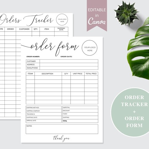 Order Tracker Form Template Editable INSTANT DOWNLOAD - Etsy