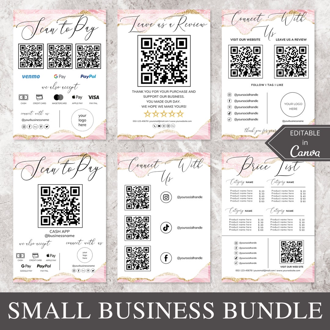Qr Code Sign for Small Business I Canva Template Editable, Price List ...