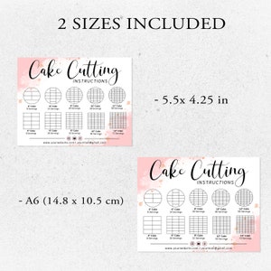 Cake Cutting Guide Card I Editable Canva Template I Cake Care Card ...