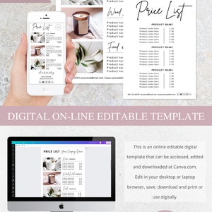 Candle Price List Template, Canva Editable Bakery Price List, Spa Price ...