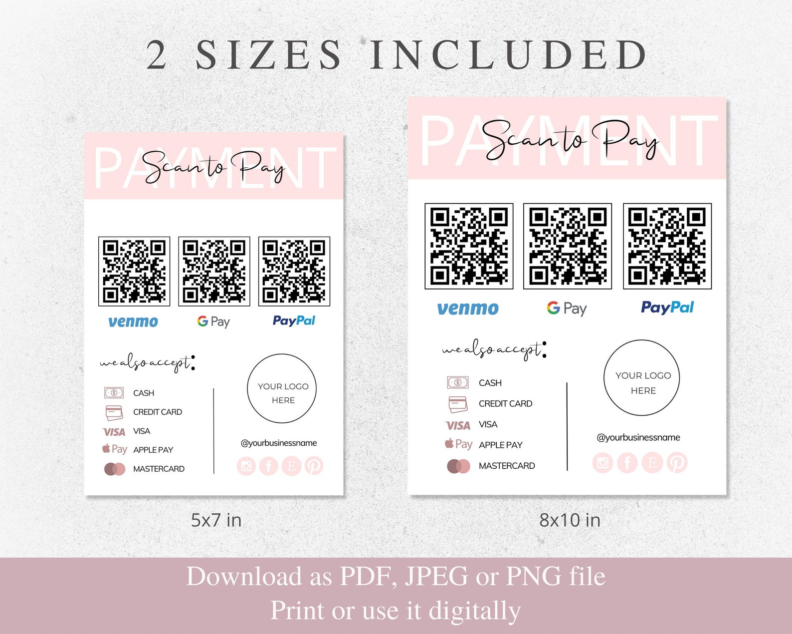 Business Scan to Pay Card QR Code Sign Canva Template - Etsy