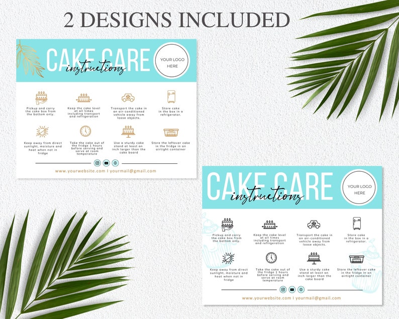 Cake Care Card Template, Canva Editable Wedding Cake Care Cards ...