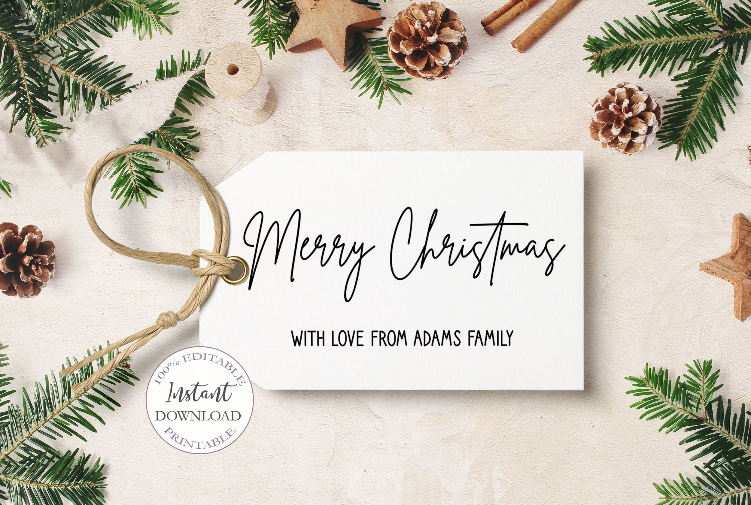 Editable Christmas Gift Tags Printable Merry Christmas Tags - Etsy