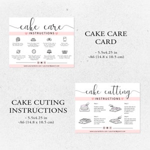 Cake Cutting Guide Card I Editable Canva Template I Cake Care Card ...