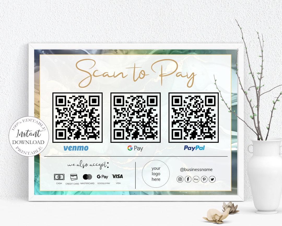 Scan to Pay Card I Editable Canva Template, QR Code Sign, Business Sign ...