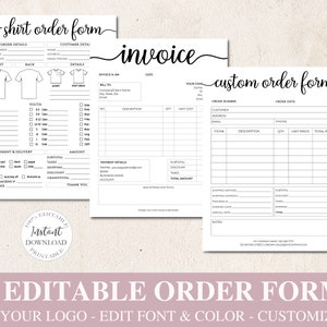 15 Editable Order Forms Bundle, Invoice Tumbler Tshirt Custom Order ...