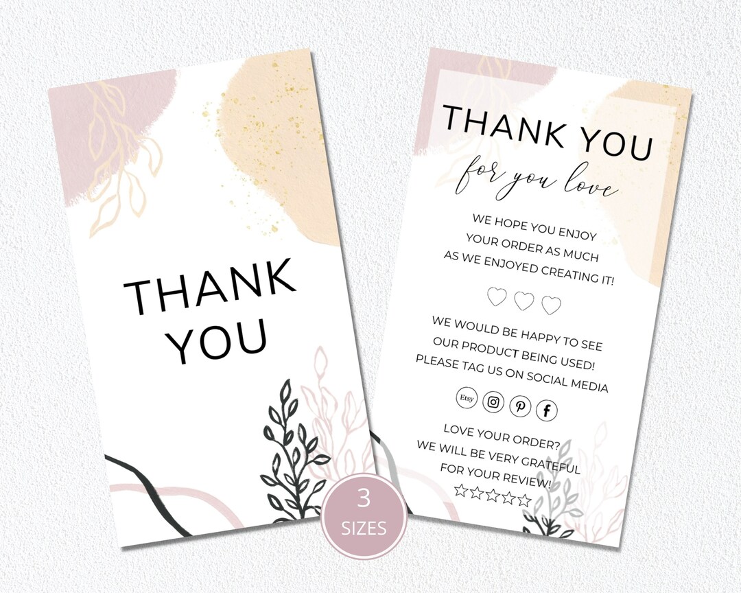 Canva Business Thank You Cards Template, 3 Sizes Included, Editable ...