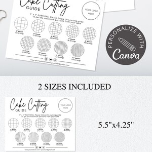 Cake Cutting Guide Card 1x1" Portion I Editable Canva Template I Cake ...