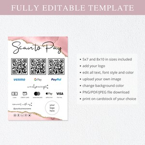 Scan to Pay Card I Editable Canva Template, QR Code Sign, Business Sign ...