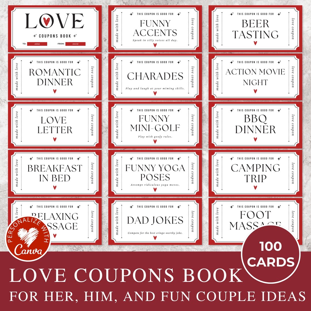 Christmas Day Love Coupons - Printable Canva Template, Gifts for Him ...