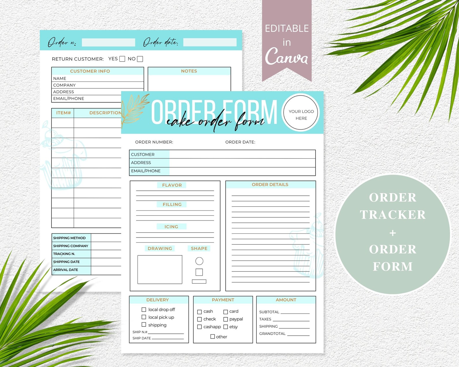 Cake Editable Order Form I Canva Editable Template I Order - Etsy